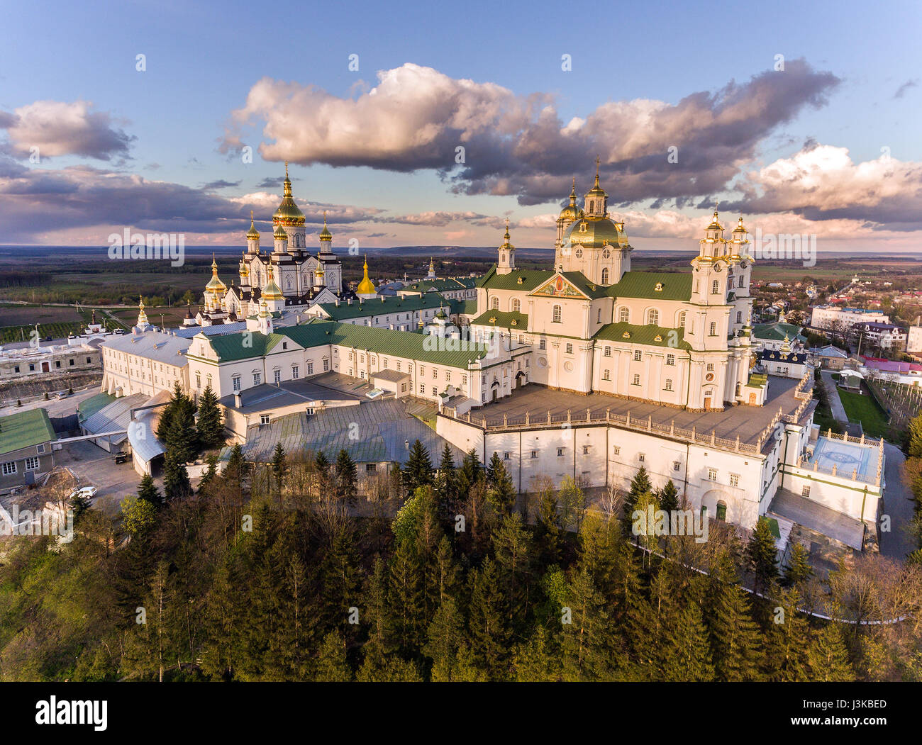 Aerial view of Pochaev Monastery, Orthodox Church, Pochayiv Lavra ...