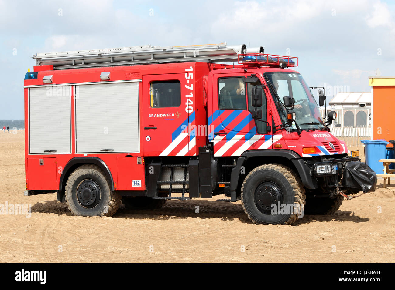 Dutch fire engine Unimog on the beach Stock Photo - Alamy