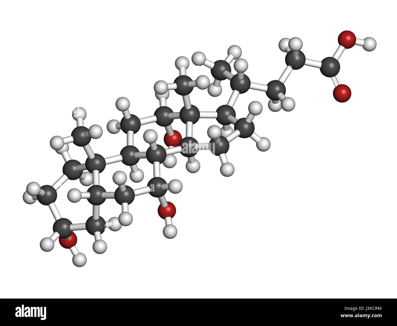 Bile acid (cholic acid, cholate) molecule. Cholic acid is the main bile ...