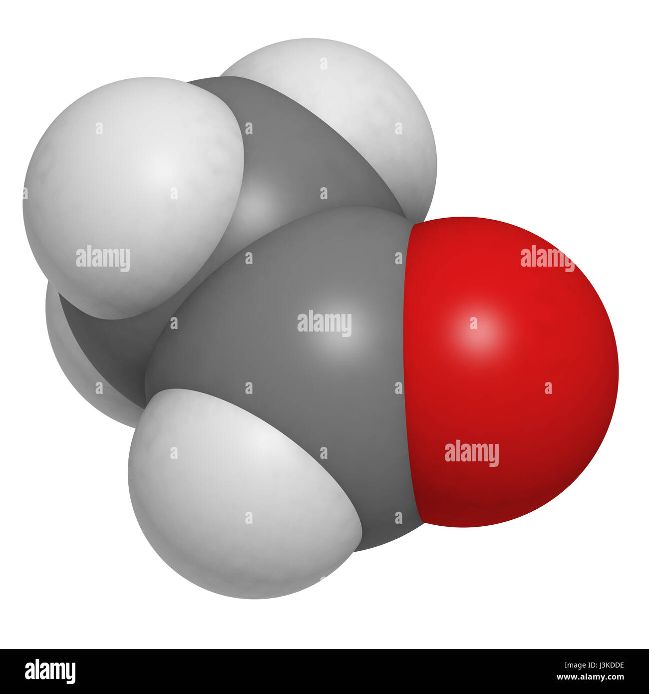 Acetaldehyde (ethanal) molecule, chemical structure. Acetaldehyde is a ...