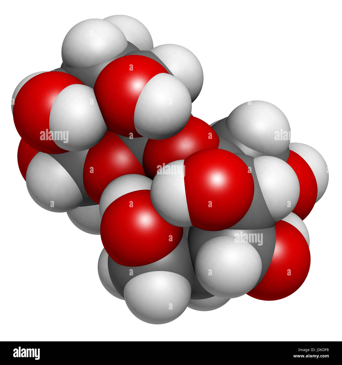 Sugar (sucrose, saccharose) molecule, chemical structure. Atoms are ...