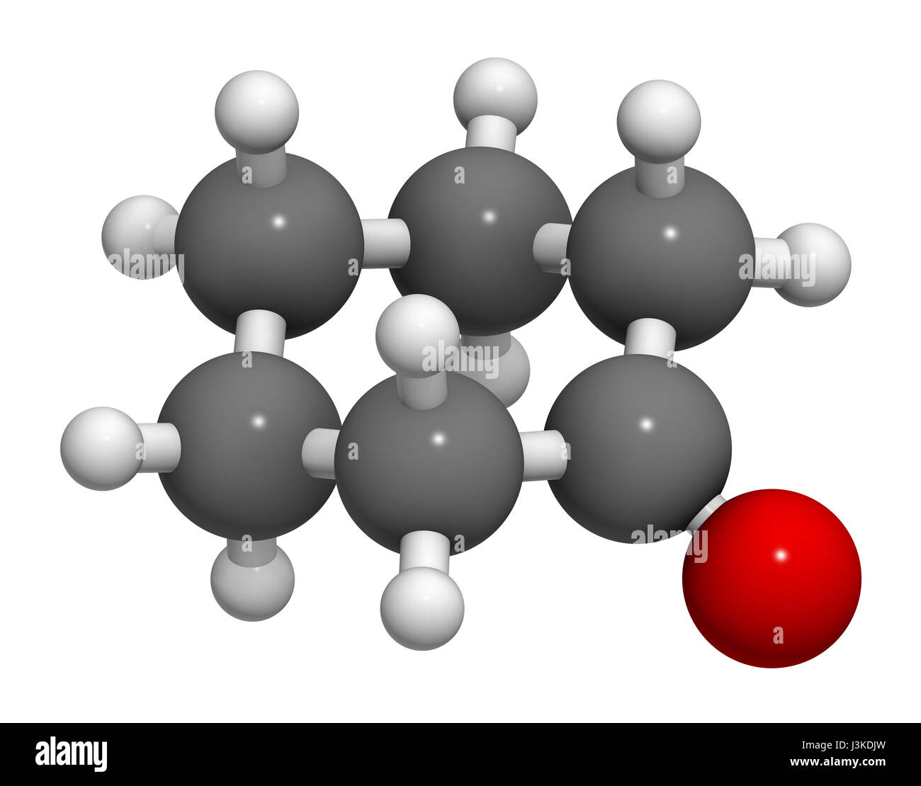 Cyclohexanone organic solvent molecule. Precursor of nylon Atoms are ...