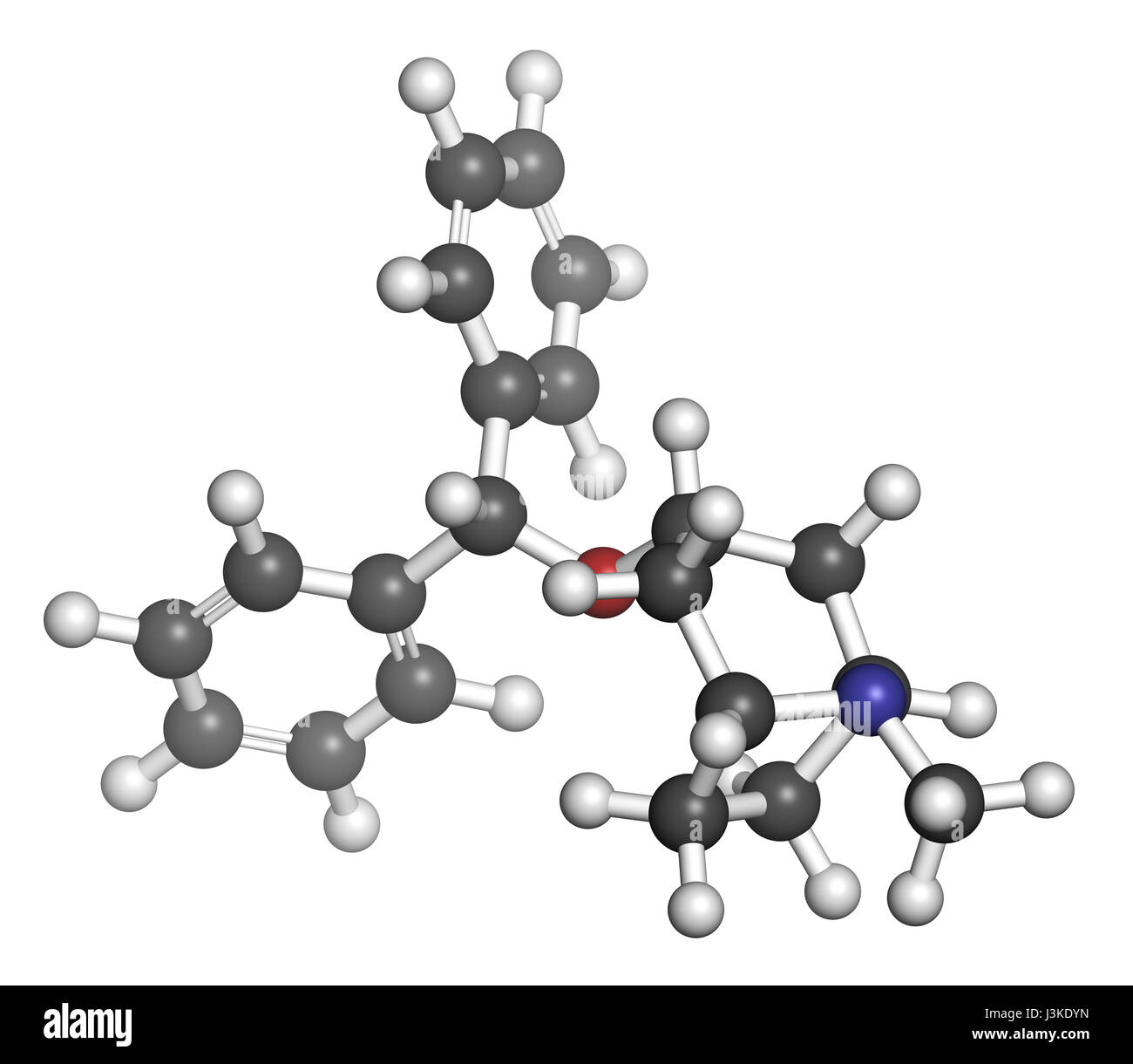 Benzatropine (benztropine) anticholinergic drug molecule. Used in ...