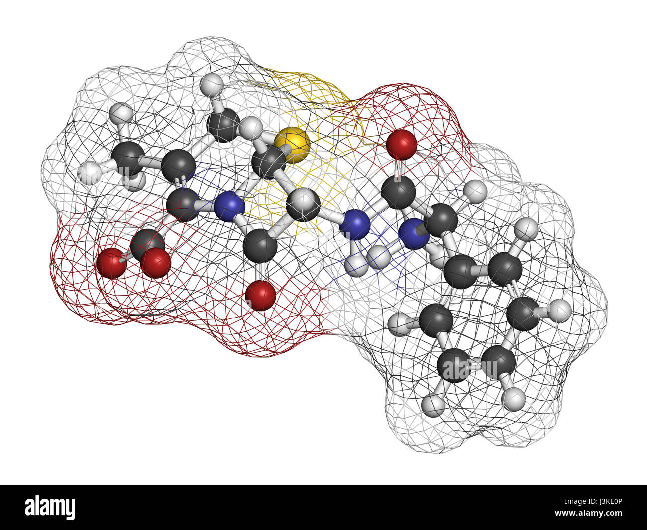 Cefalexin antibiotic drug molecule (cephalosporin, first generation ...