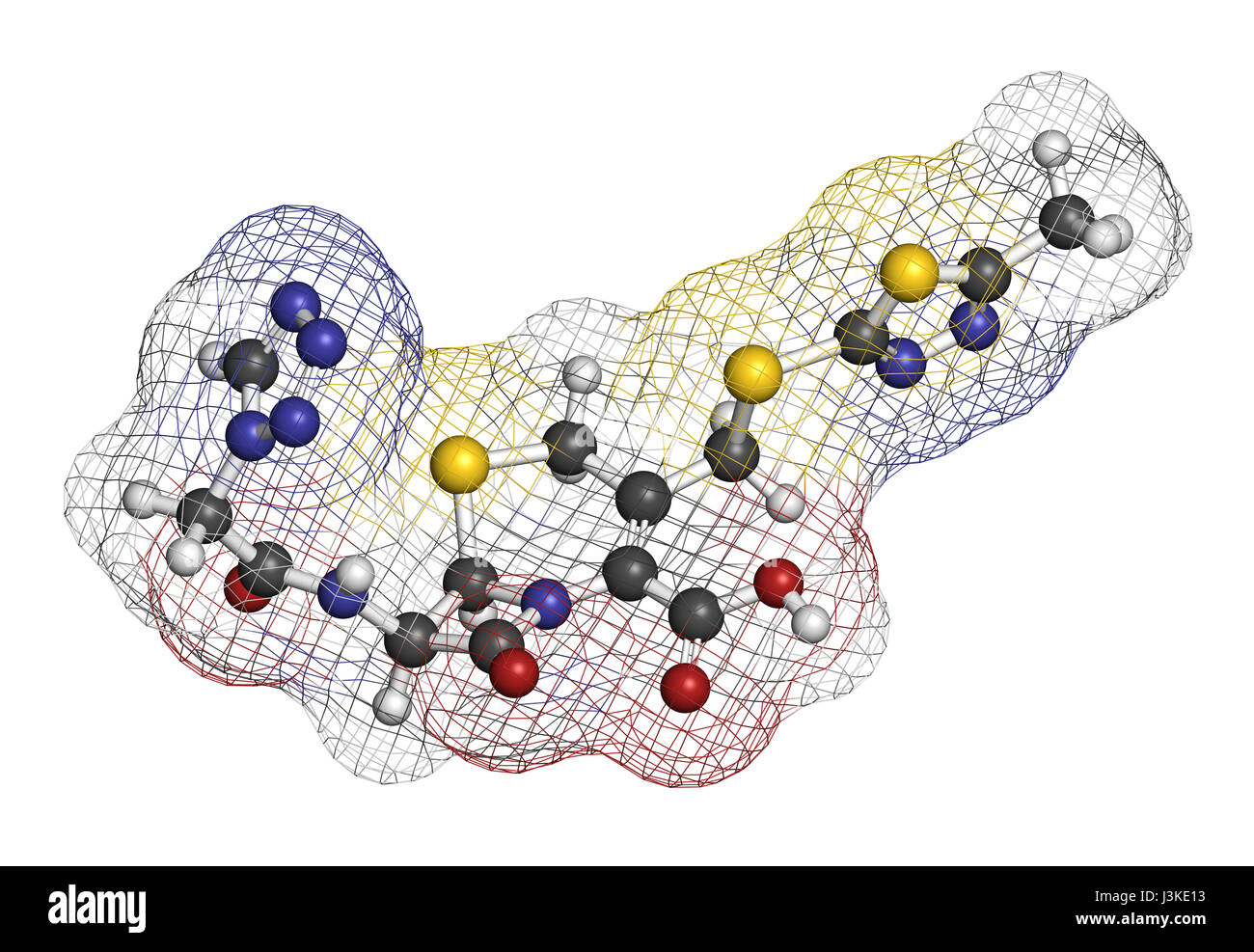 Cefazolin antibiotic drug molecule (cephalosporin, first generation ...