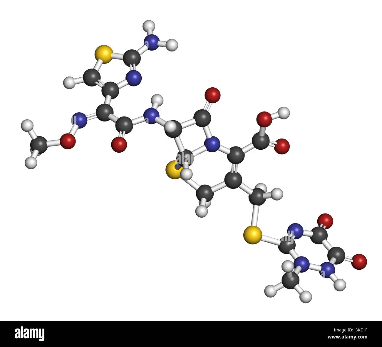 Ceftriaxone antibiotic drug molecule (cephalosporin, third generation ...
