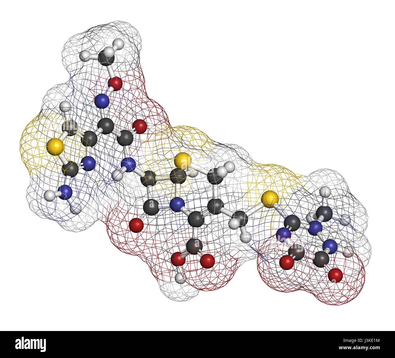Ceftriaxone antibiotic drug molecule (cephalosporin, third generation ...