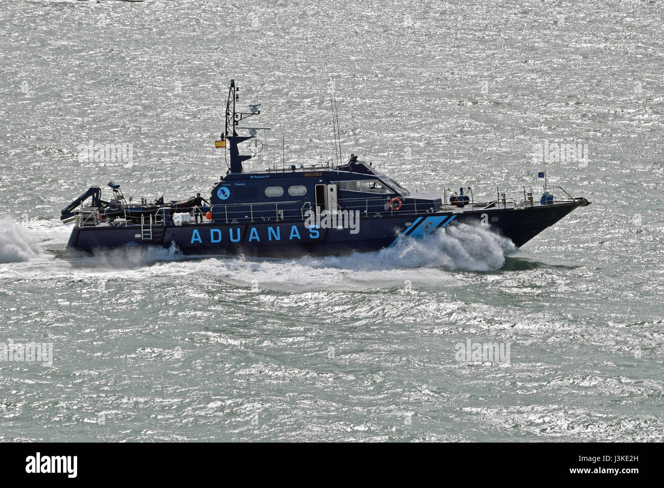 Rodman 101 patrol craft, Gerifalte 1 of the SVA leaving Cadiz harbour ...