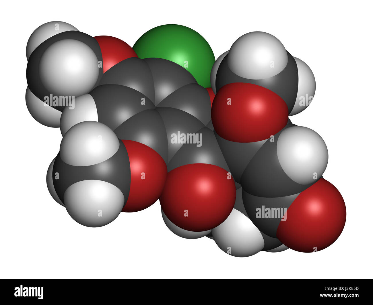 Griseofulvin antimycotic drug molecule. Used to treat fungal infections ...