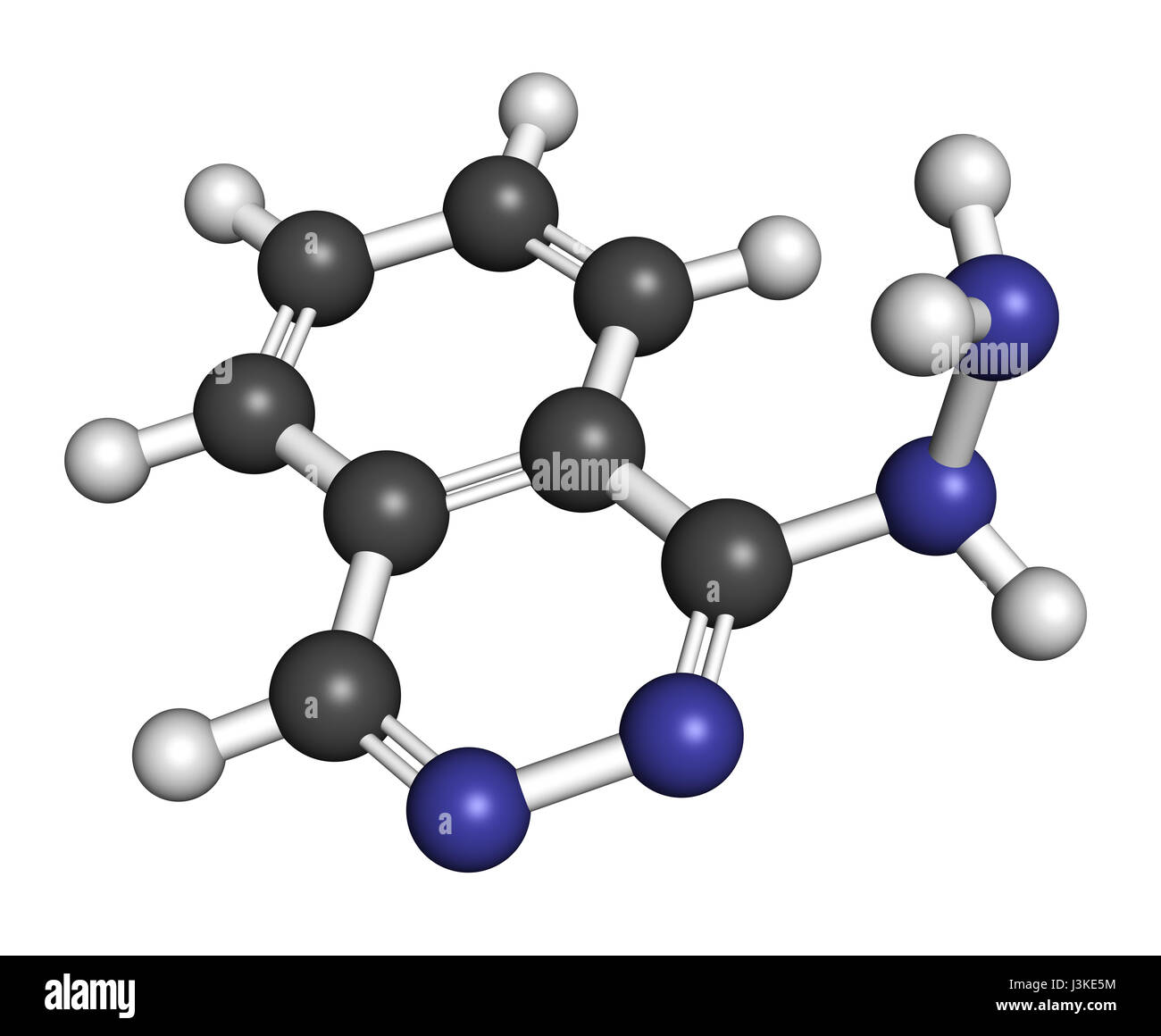 Hydralazine (apresoline) hypertension drug molecule. Atoms are ...