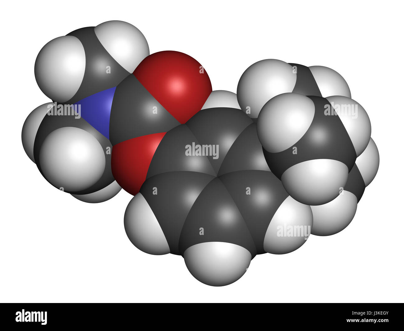 Neostigmine drug molecule. Atoms are represented as spheres with ...
