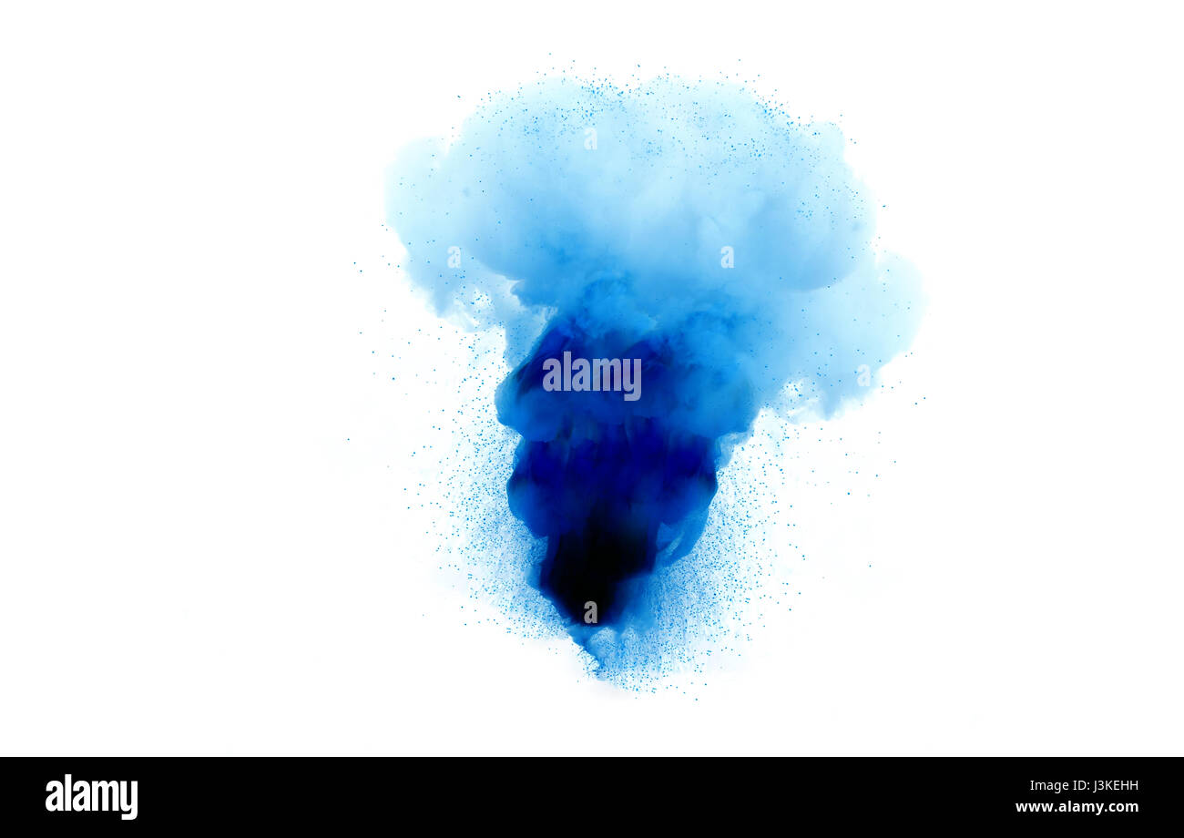 Blue explosion on white background Stock Photo - Alamy