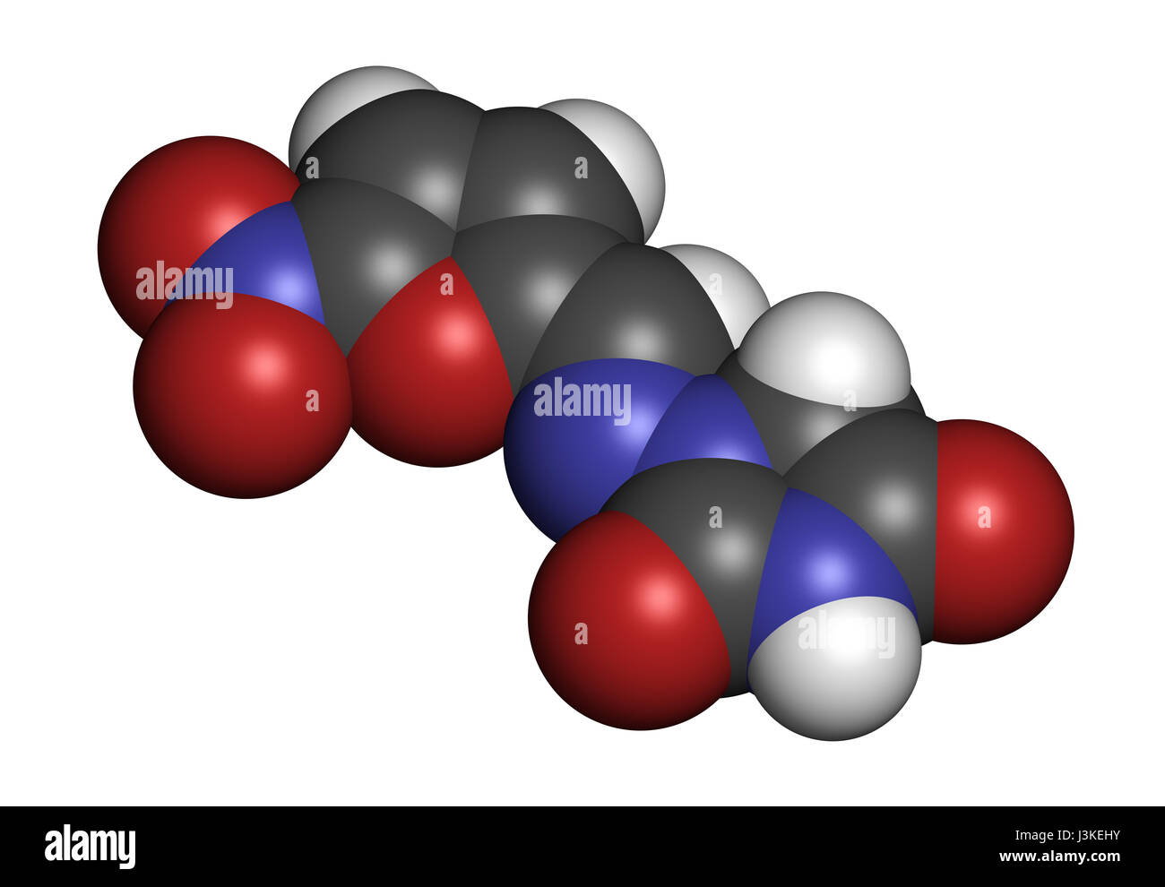 Nitrofurantoin antibiotic drug molecule. Used to treat urinary tract ...