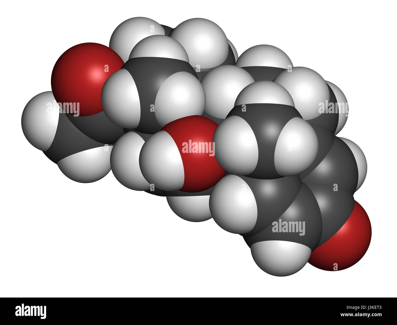Prednisolone corticosteroid drug molecule. Atoms are represented as ...