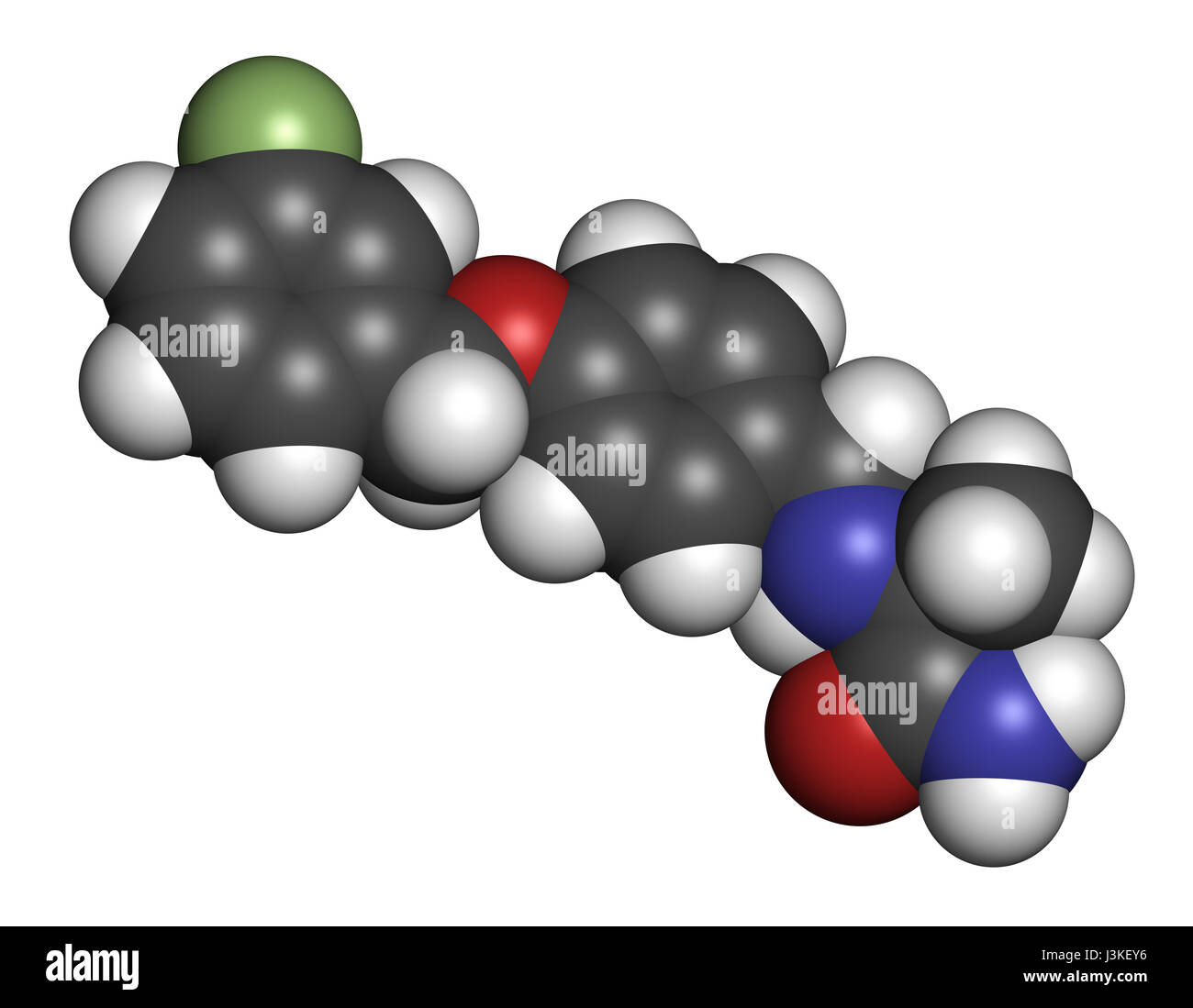 Safinamide Parkinson's disease drug molecule. Atoms are represented as ...