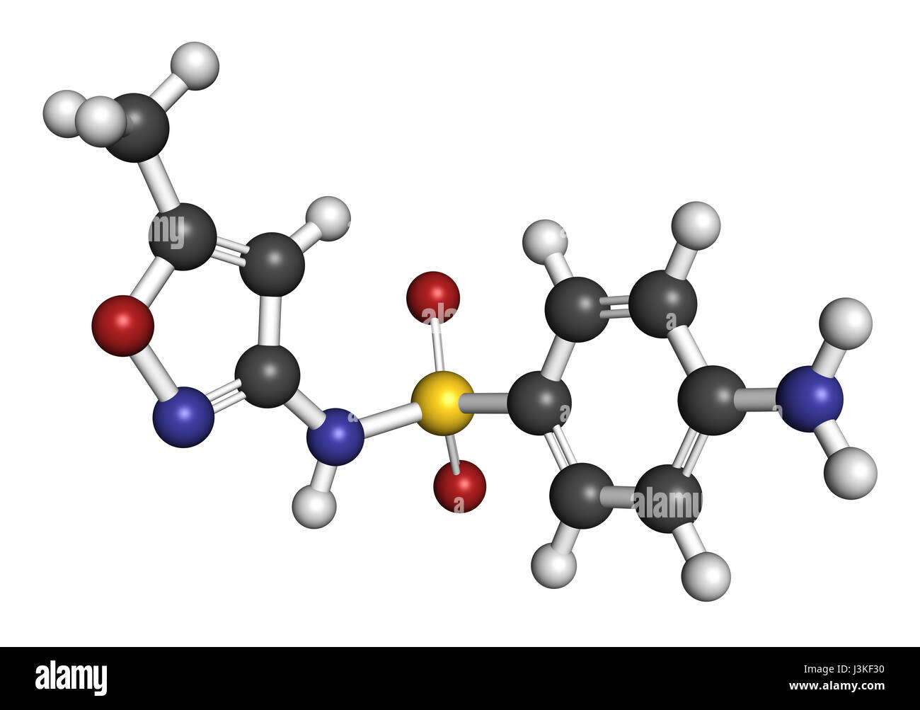 Sulfamethoxazole antibiotic drug molecule (sulfonamide class). Commonly ...
