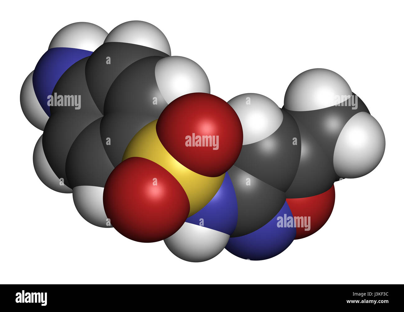 Sulfamethoxazole antibiotic drug molecule (sulfonamide class). Commonly ...