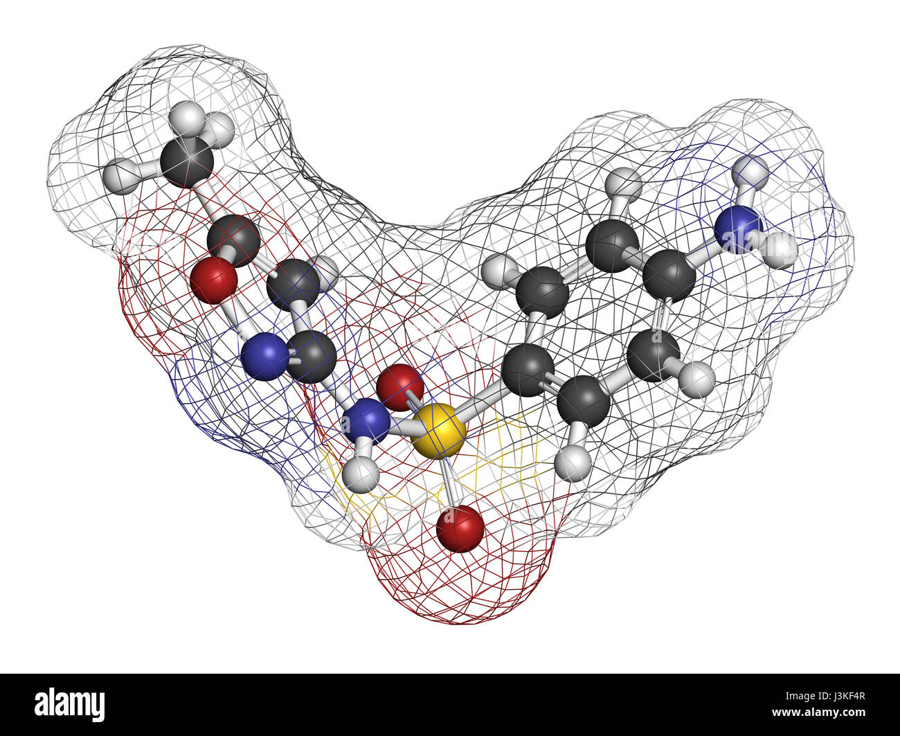 Sulfamethoxazole antibiotic drug molecule (sulfonamide class). Commonly ...