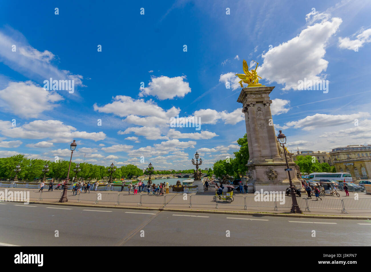 Paris, France June 1, 2015: Famous Alexander 3rd bridge with fantastic ...