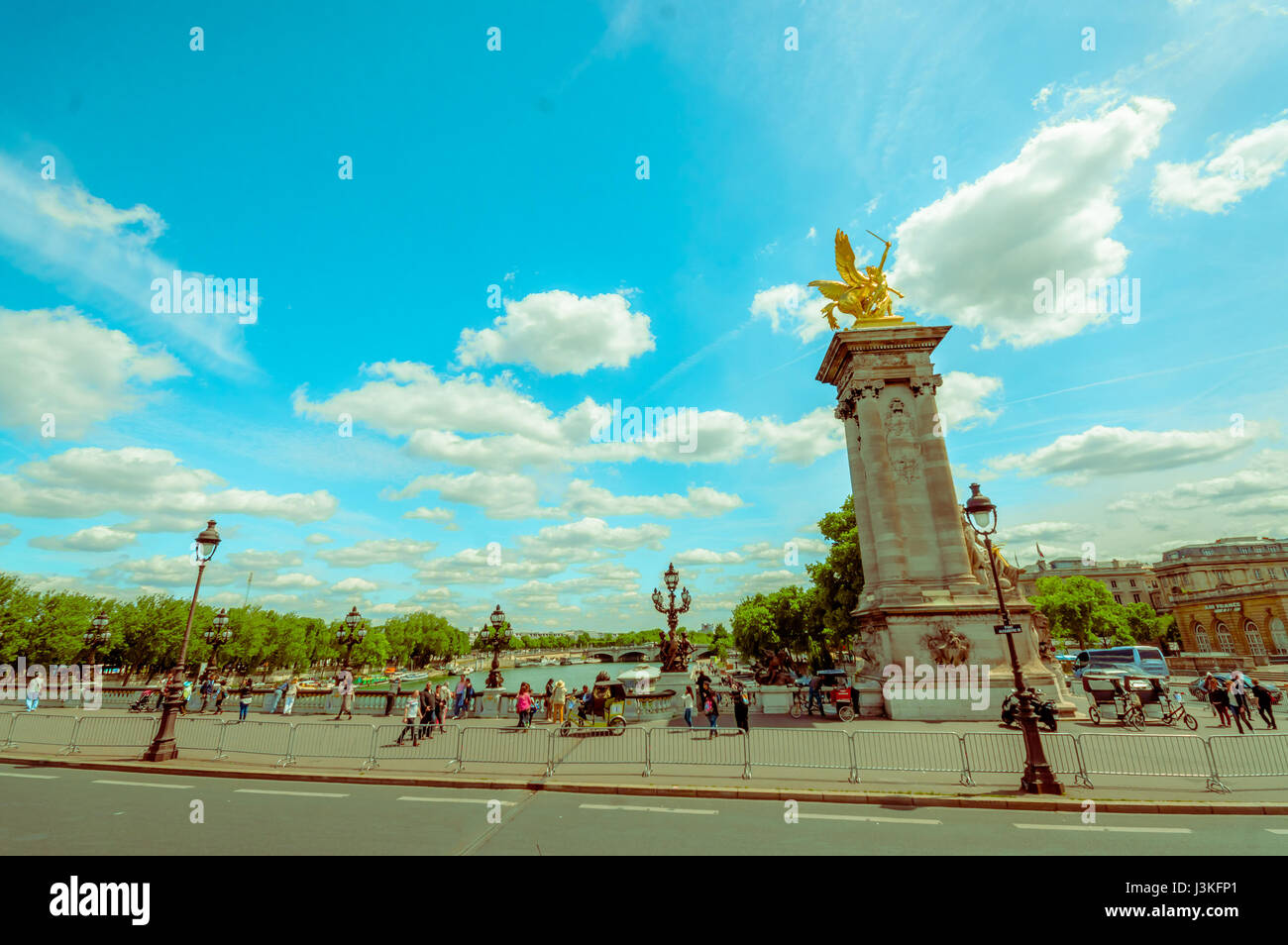 Paris, France June 1, 2015: Famous Alexander 3rd bridge with fantastic ...