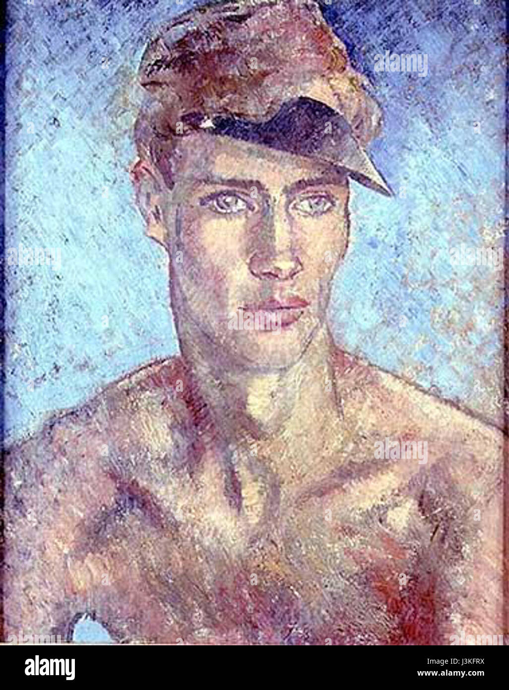 A painting by Glyn Warren Philpot featuring a young man wearing a sun ...