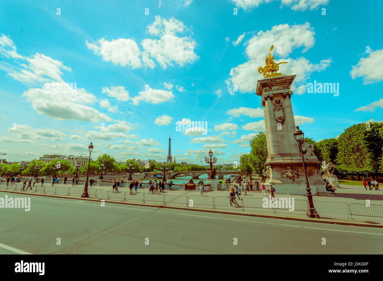 Paris, France June 1, 2015: Famous Alexander 3rd bridge with fantastic ...