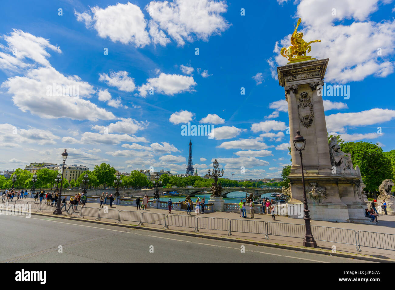 Paris, France June 1, 2015: Famous Alexander 3rd bridge with fantastic ...