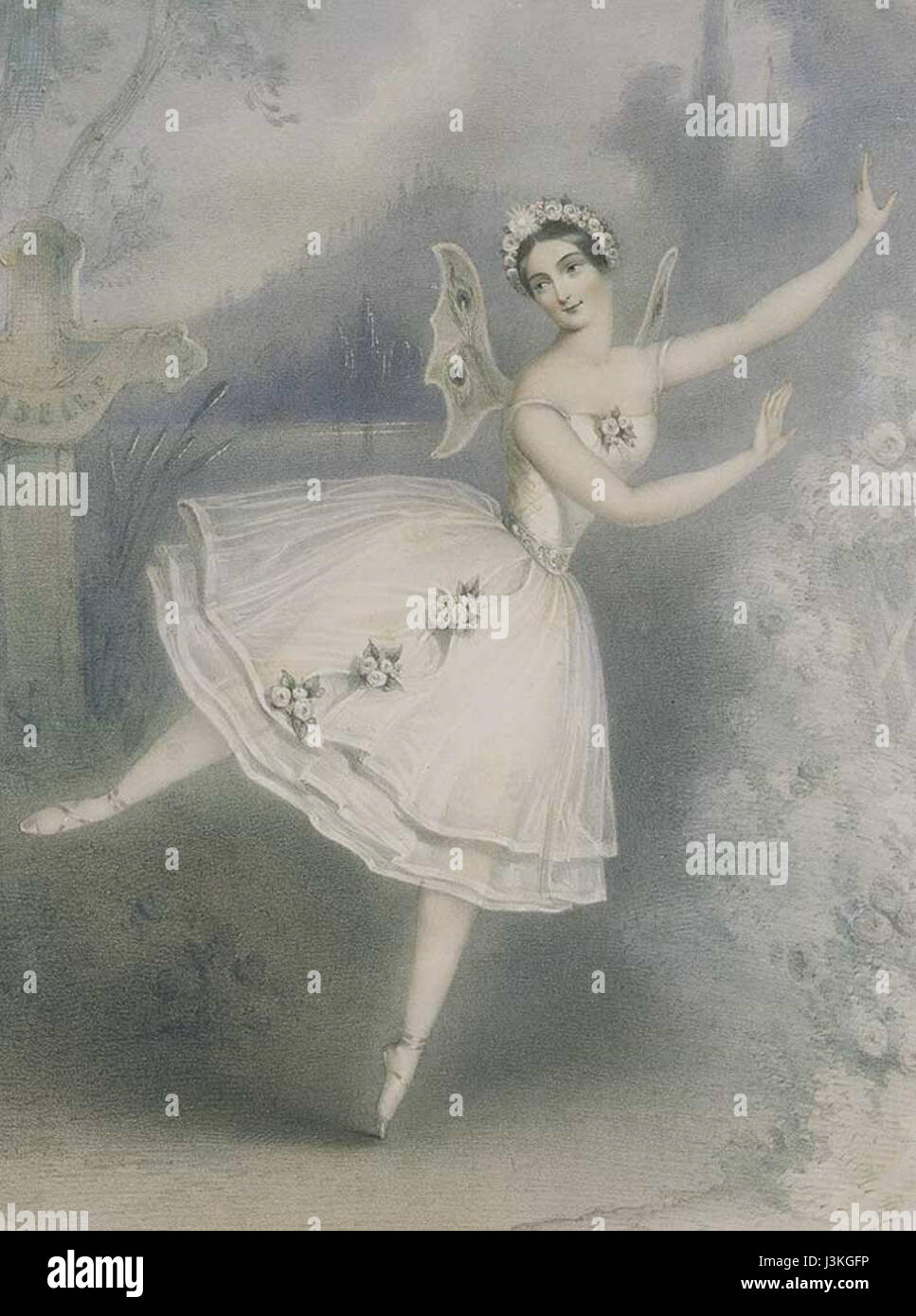A portrait of Carlotta Grisi in the role of Giselle, a famous ballet ...