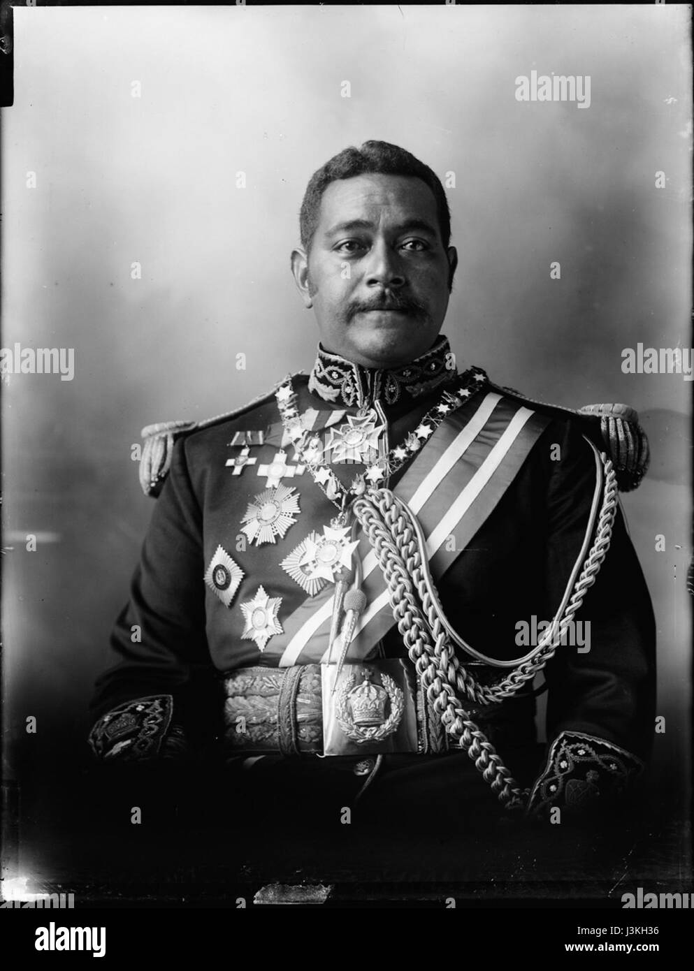 George Tupou II, the king of Tonga from 1893 to 1918, is captured in a ...