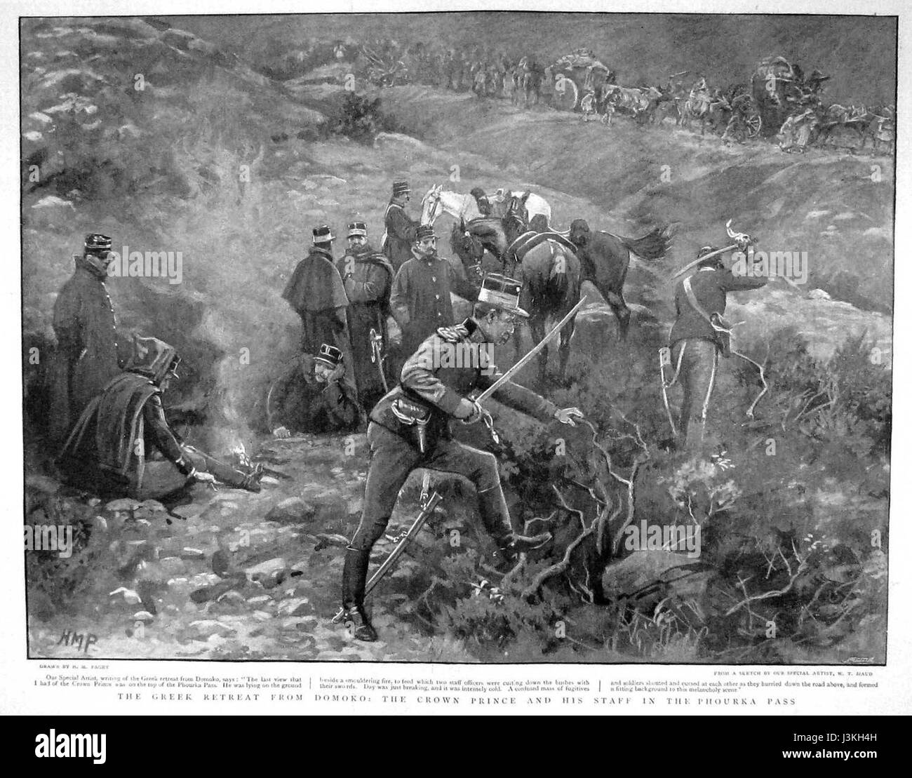 Greek retreat from Domokos Crown Prince Constantine and entourage Stock ...