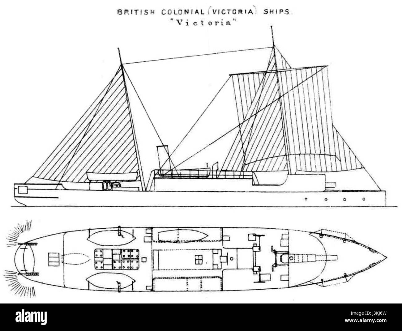 HMVS Victoria diagram Brasseys 1888 Stock Photo - Alamy