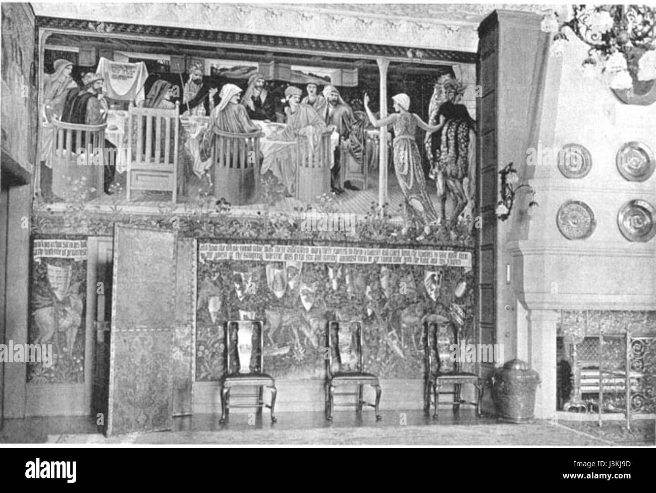 Holy Grail tapestry the Summons Stanmore Hall Stock Photo - Alamy