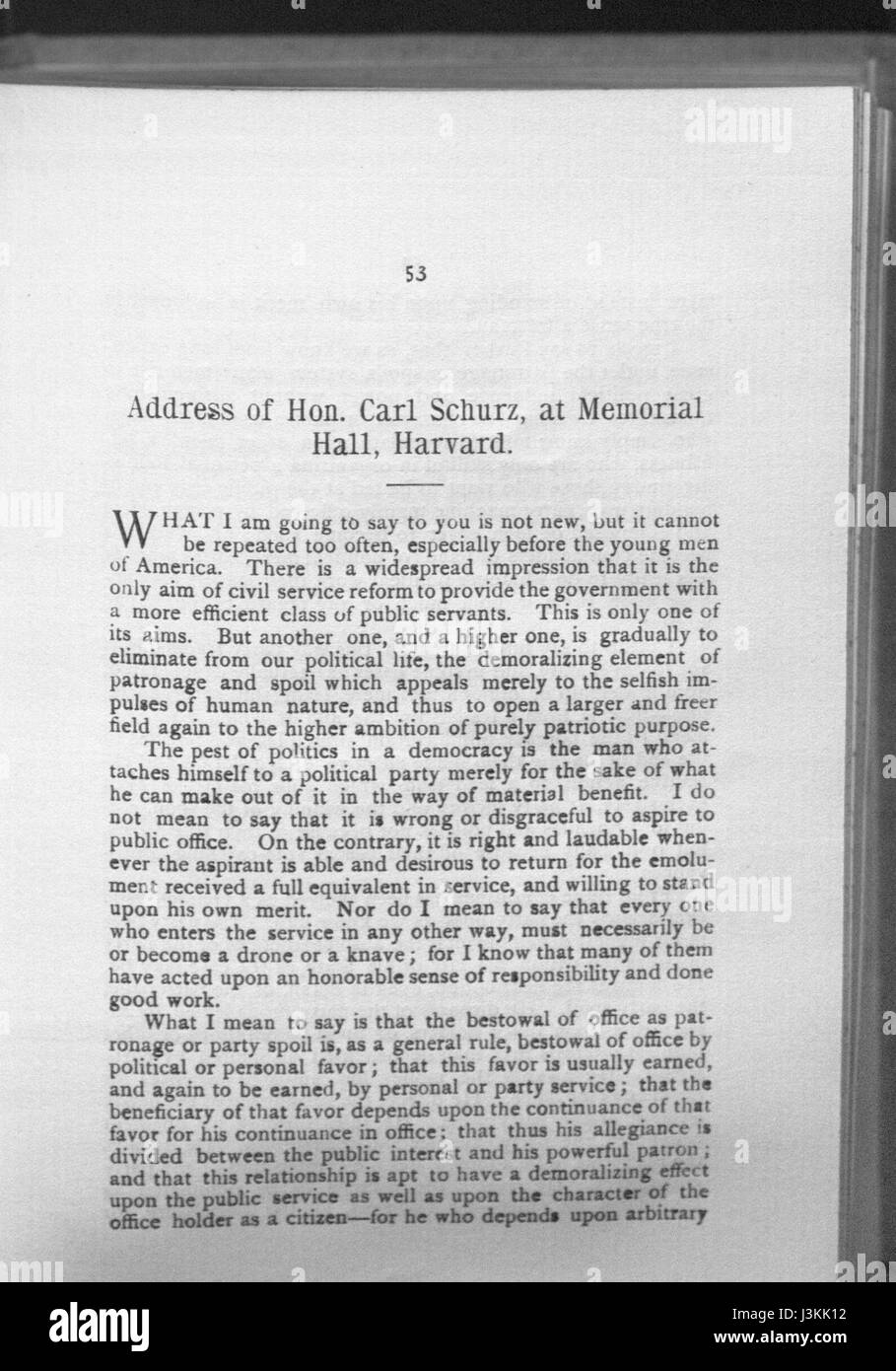 Harvard Address on Civil Service Reform p53 Stock Photo - Alamy