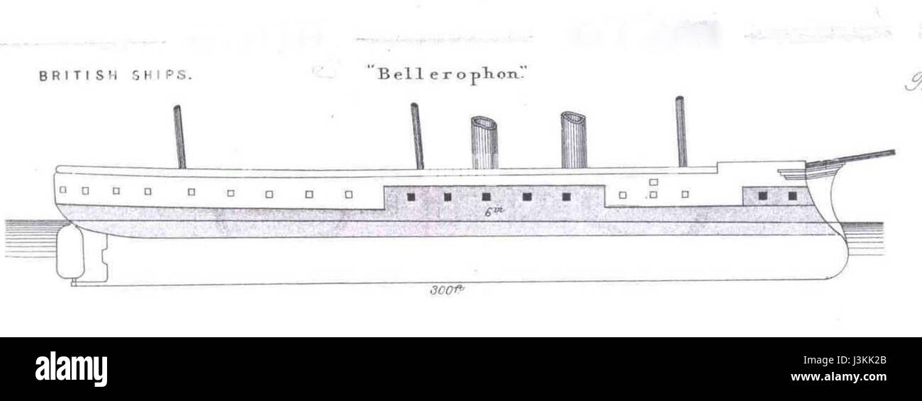 The HMS Bellerophon, commissioned in 1865, was a British Royal Navy ...