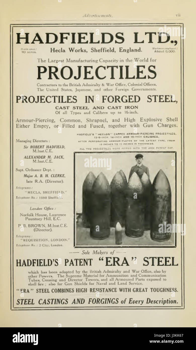 Hadfields was an engineering company that produced iron and steel ...