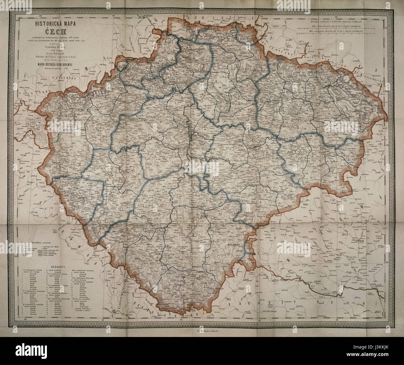 The 'Historicka mapa Cech' from the 14th century presents a historical ...