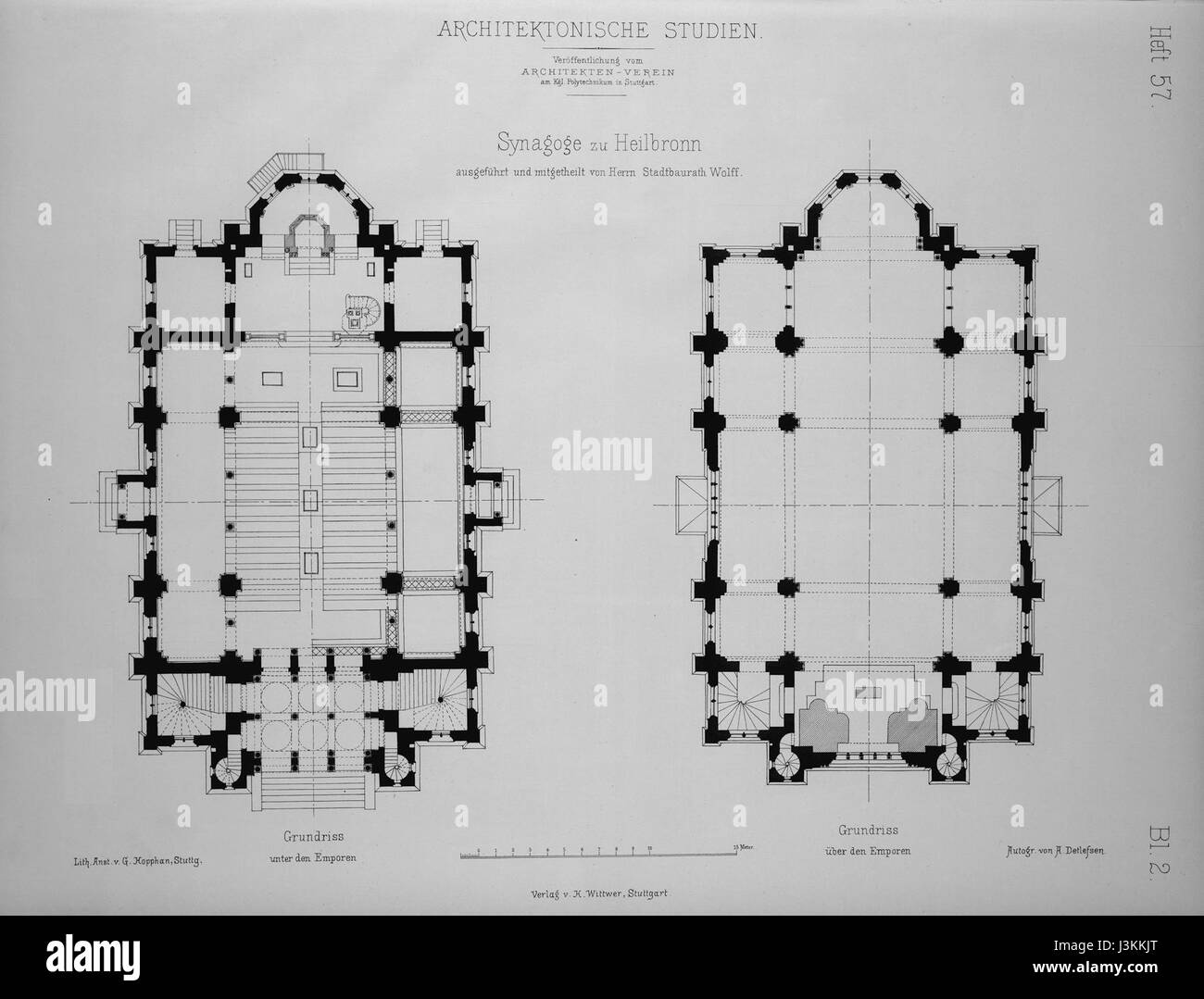 Heilbronn Synagoge Grundrisse Adolf Wolff ca 1877 Stock Photo - Alamy