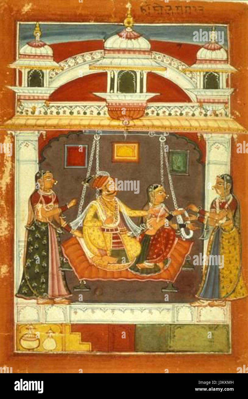 Hindola Raga, Ragamala, 17th century Stock Photo - Alamy