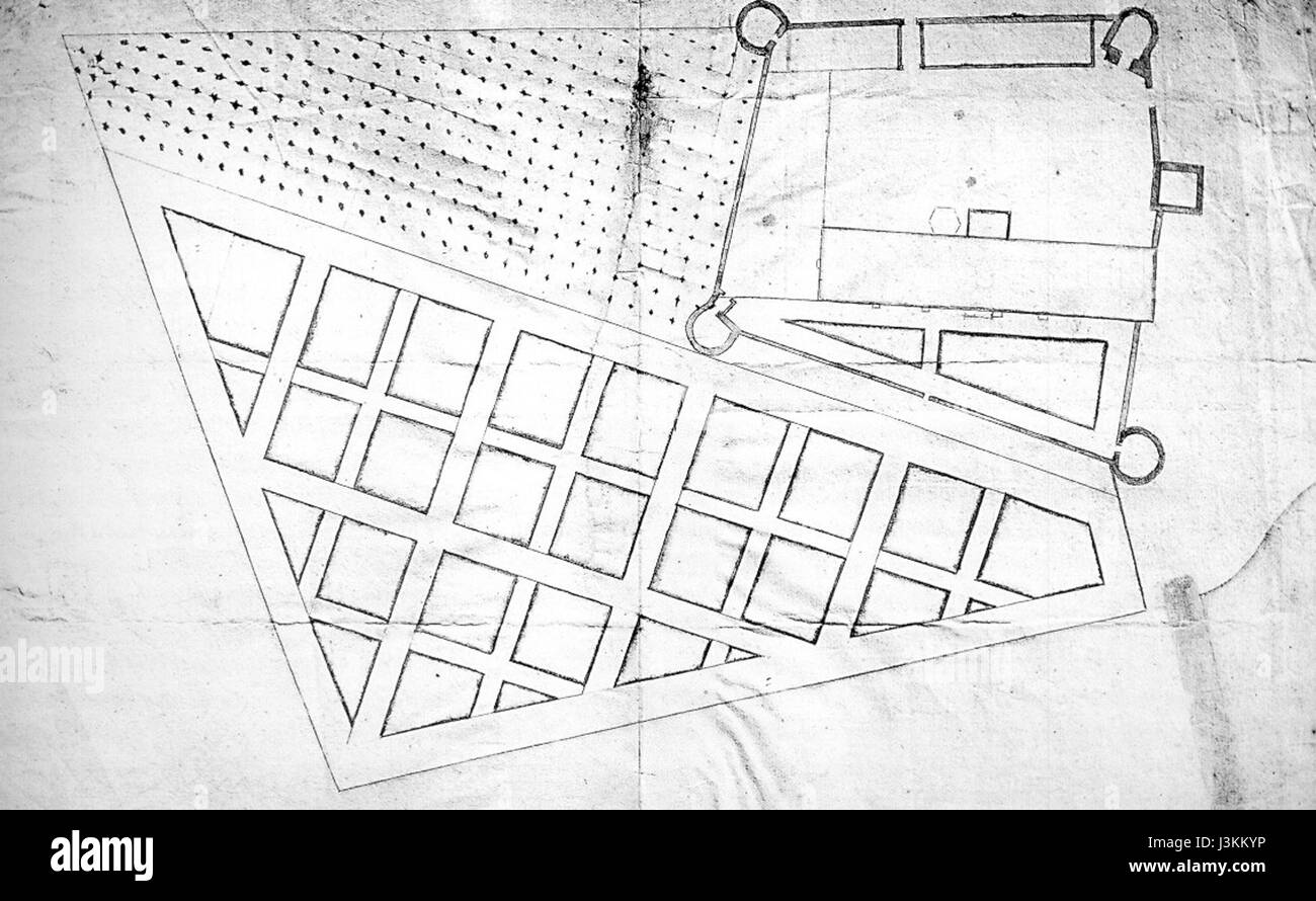 This plan shows the layout of the Potsdam fortress complex in Germany ...