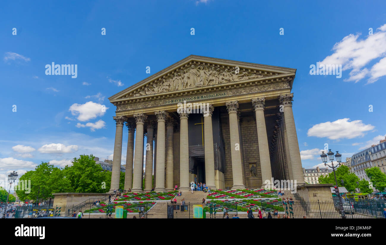 Paris, France June 1, 2015: Stunning church La Madeleine with its ...