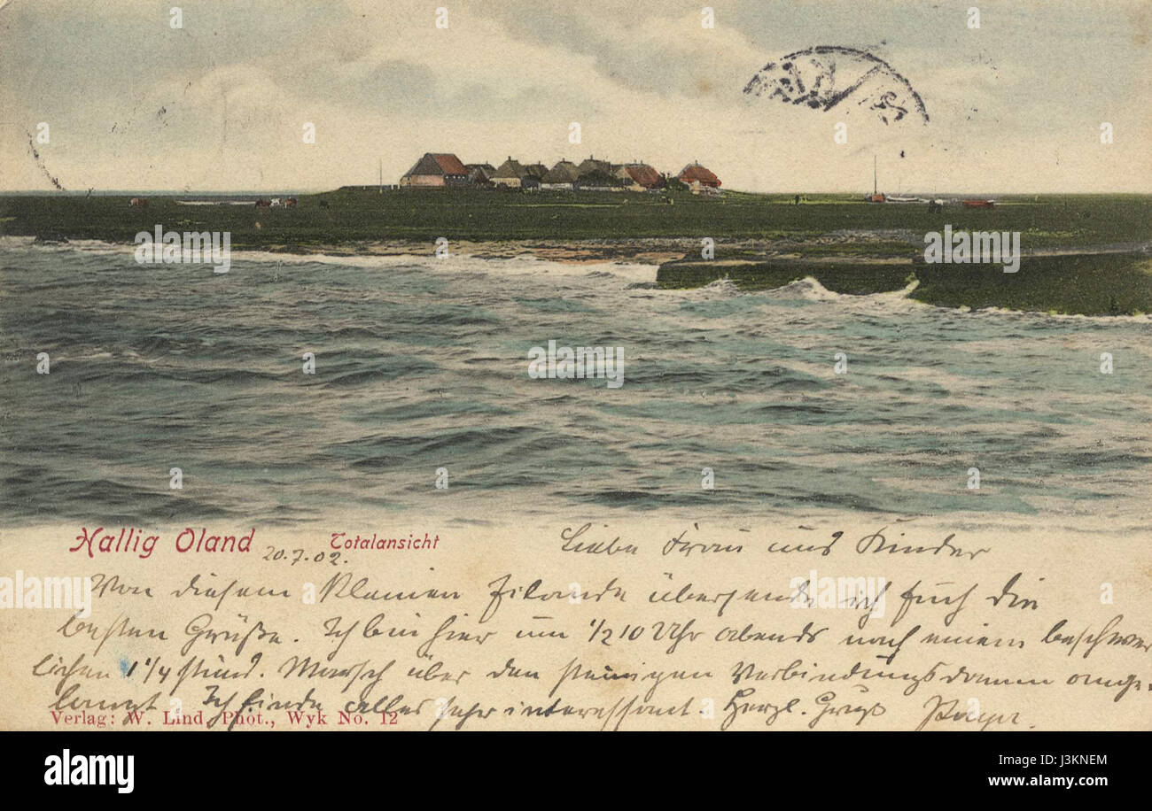 The Hallig Oland Postkarte 001 is a historical postcard depicting the ...
