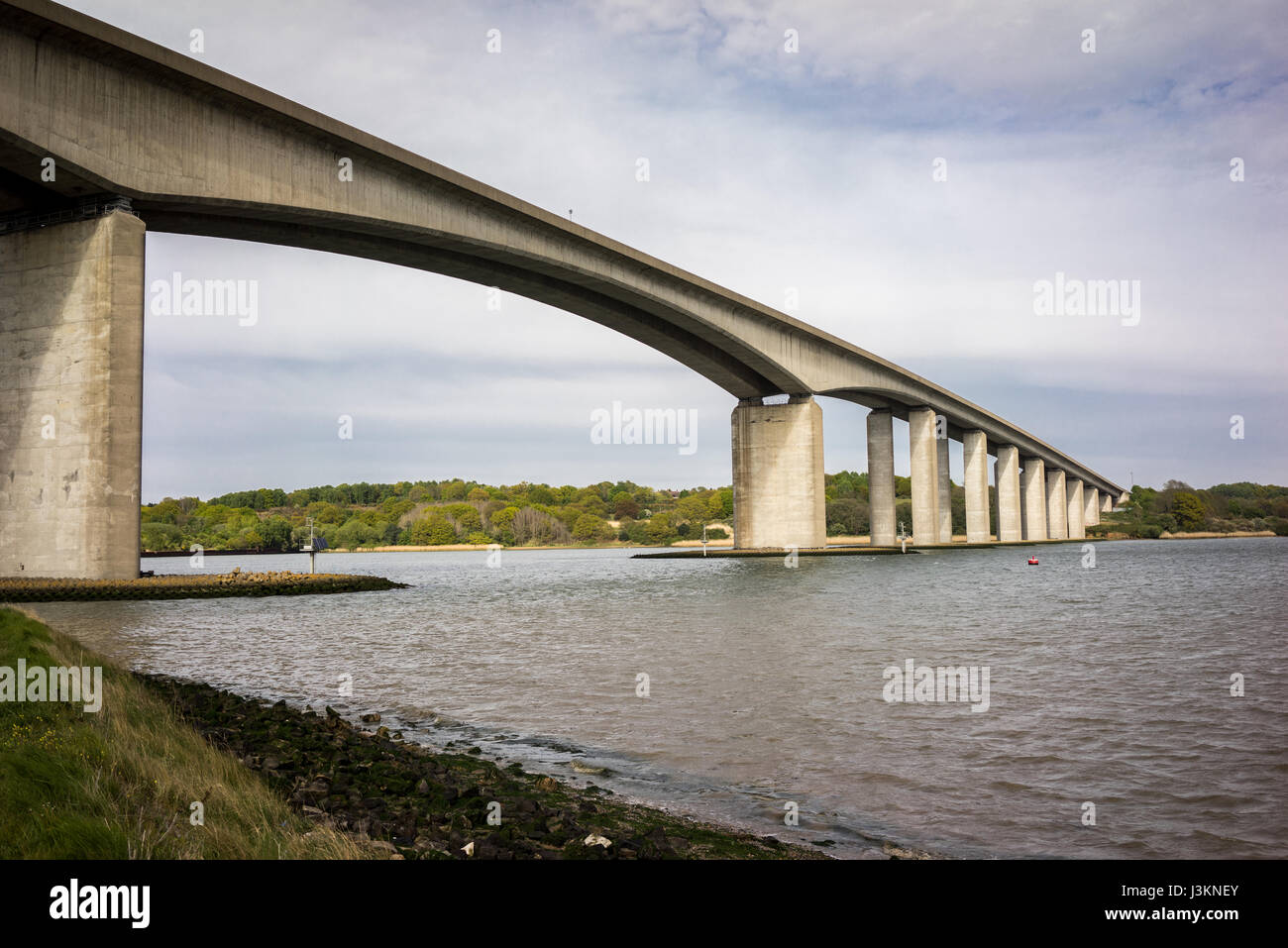 The Orwell Bridge opened to road traffic in 1982 and carries the A14 ...