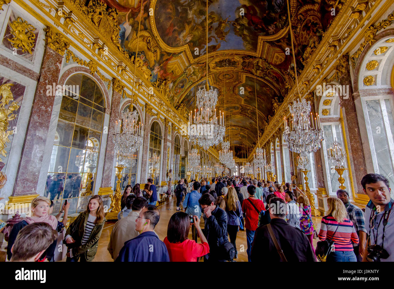 Paris, France June 1, 2015: Inside Palace of Versailles, impressive and ...