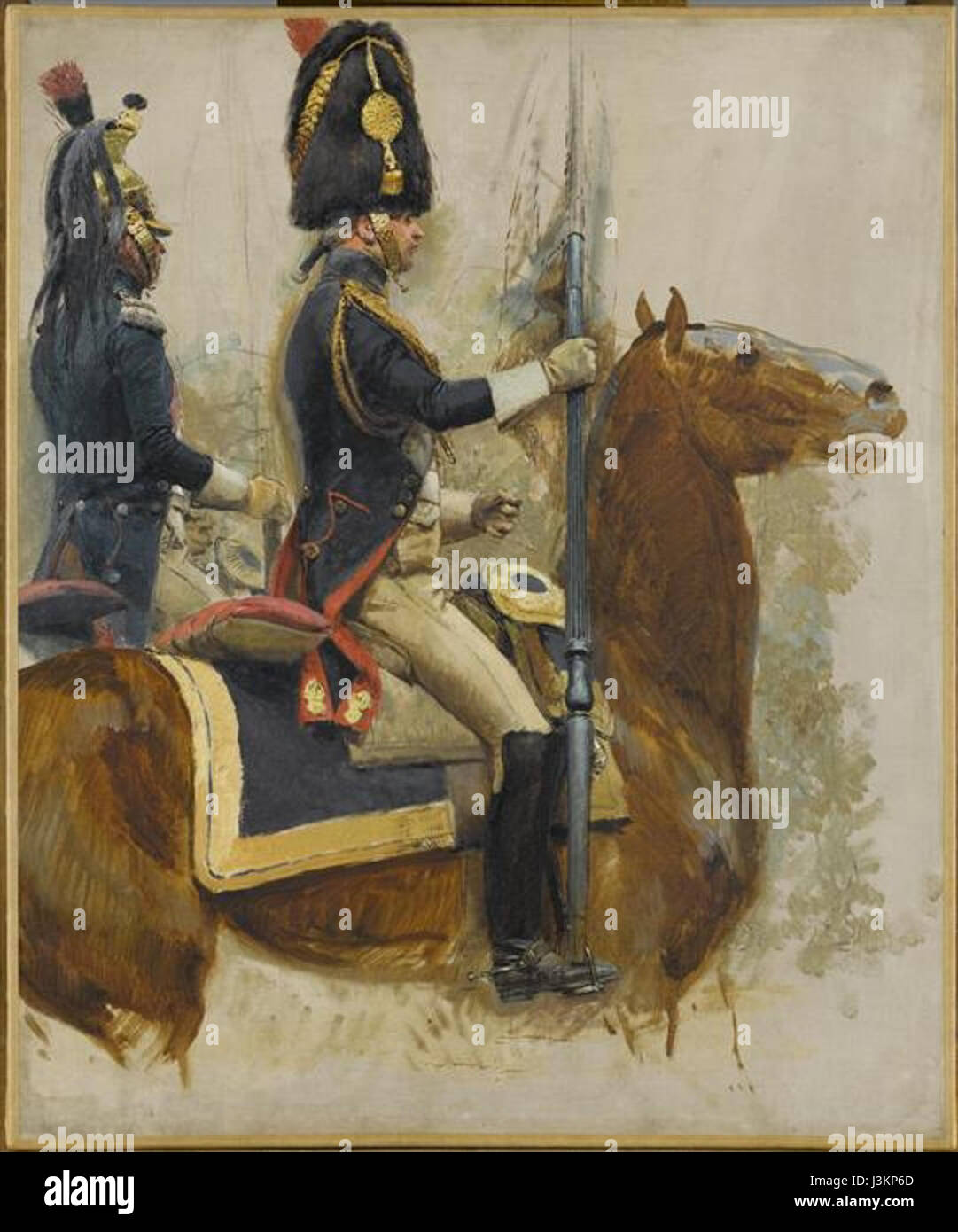 An image depicting a French grenadier on horseback and a dragon ...
