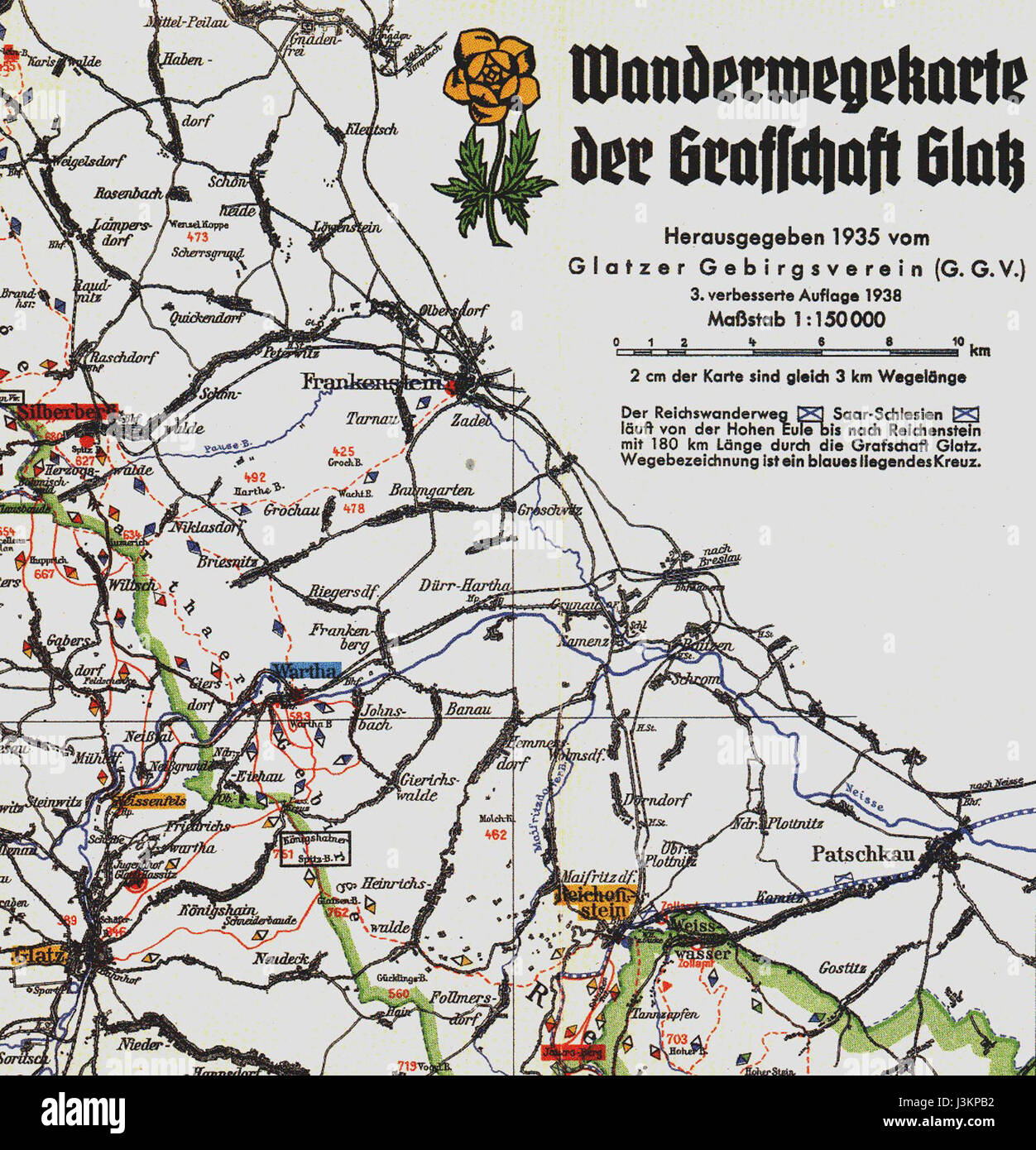 Glatzer Gebirgs Vereins map from 1935(8 Stock Photo - Alamy