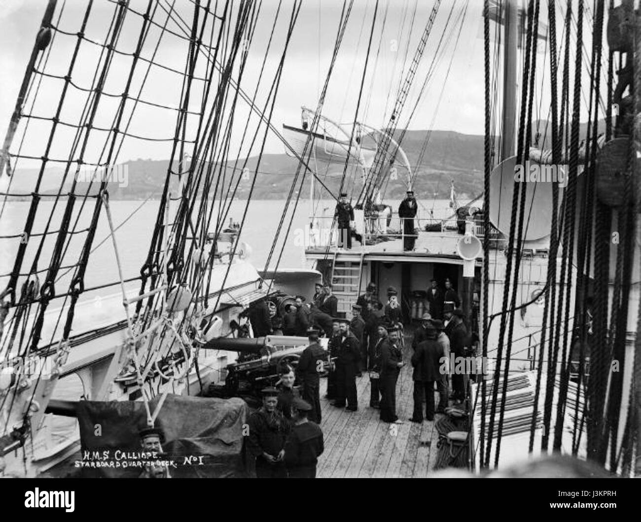 The HMS Calliope, a British Royal Navy ship, features the starboard ...