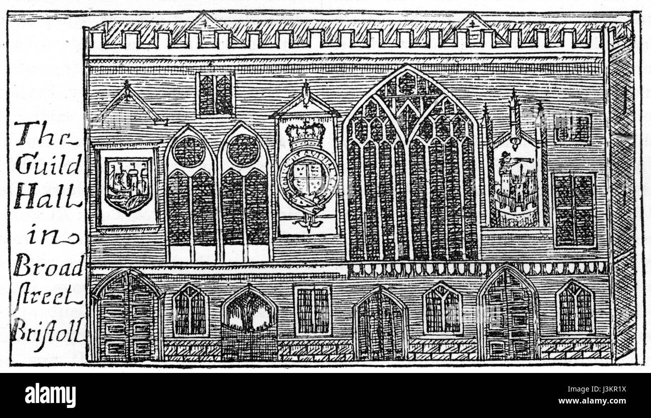 Guild Hall Broad Street from Millerd's Map of Bristol Stock Photo - Alamy