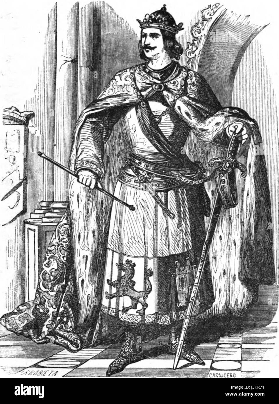 This engraving depicts Alfonso XI of Castile, also known as Alfonso the ...