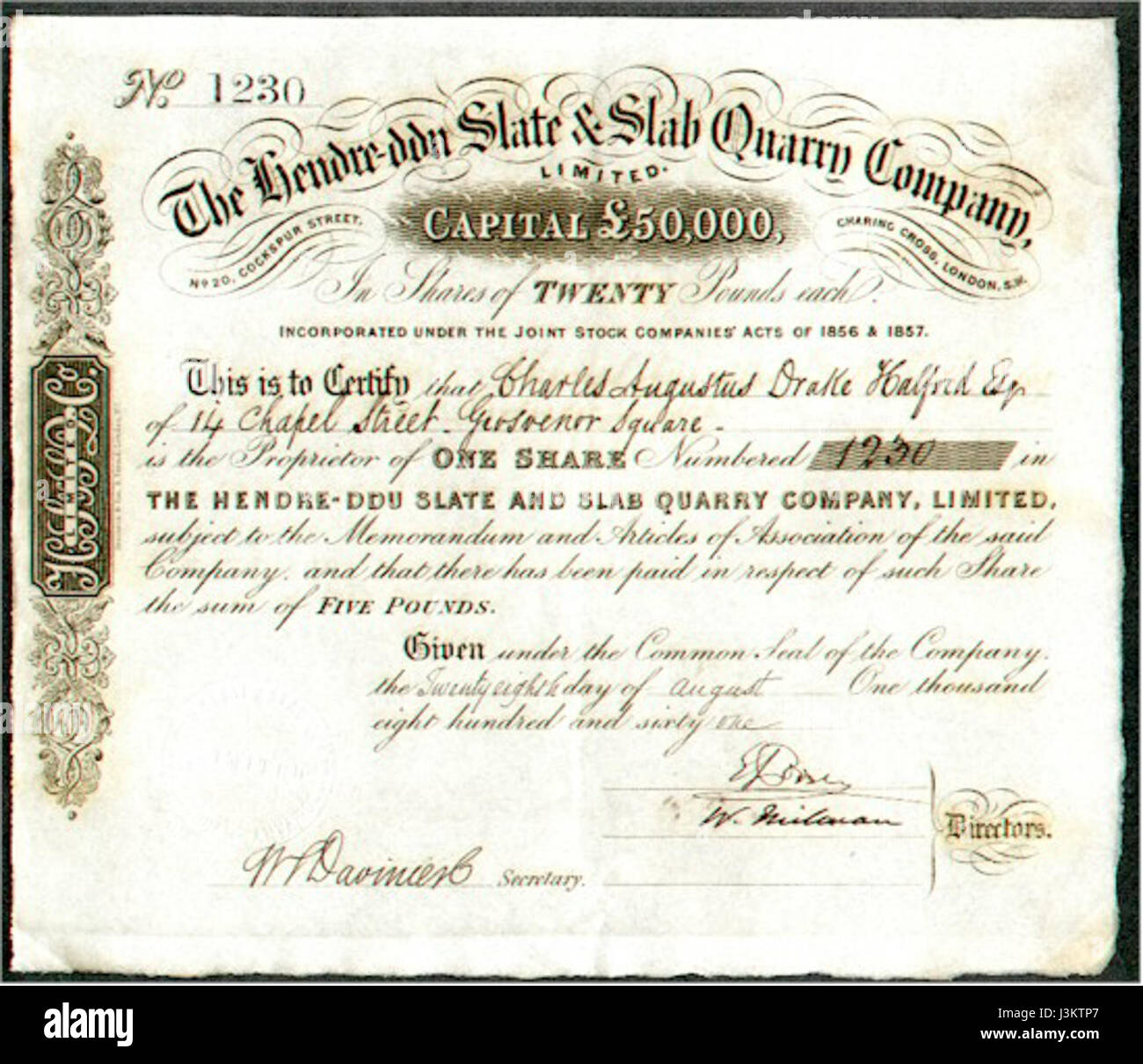Historical share certificate hi-res stock photography and images - Alamy