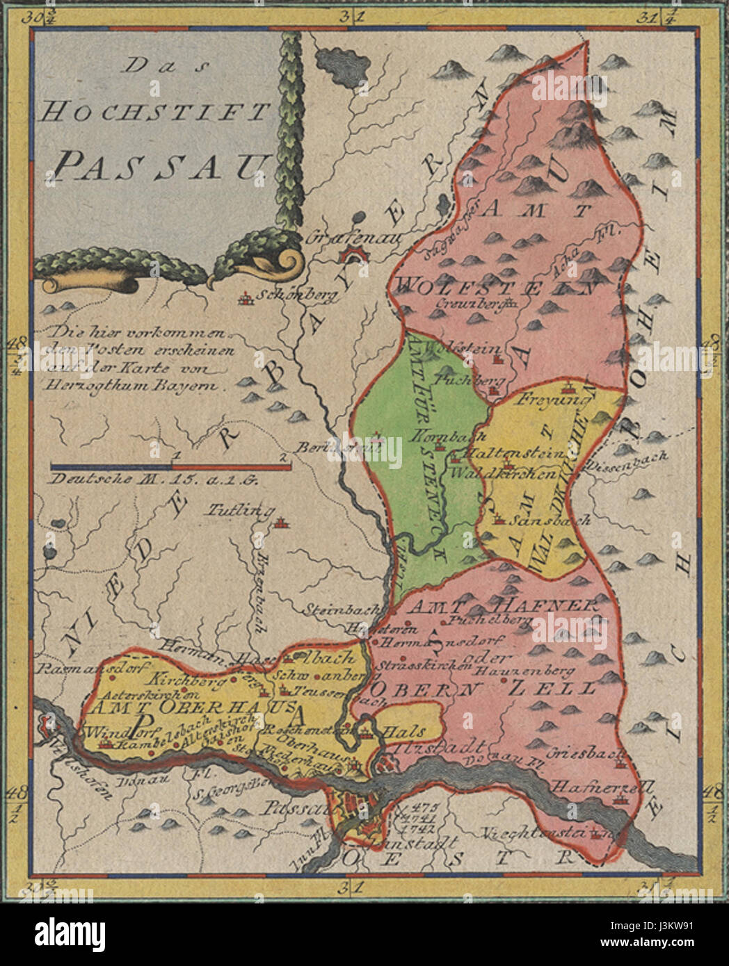 The Hochstift Passau, a historical region in Bavaria, Germany, in 1790 ...